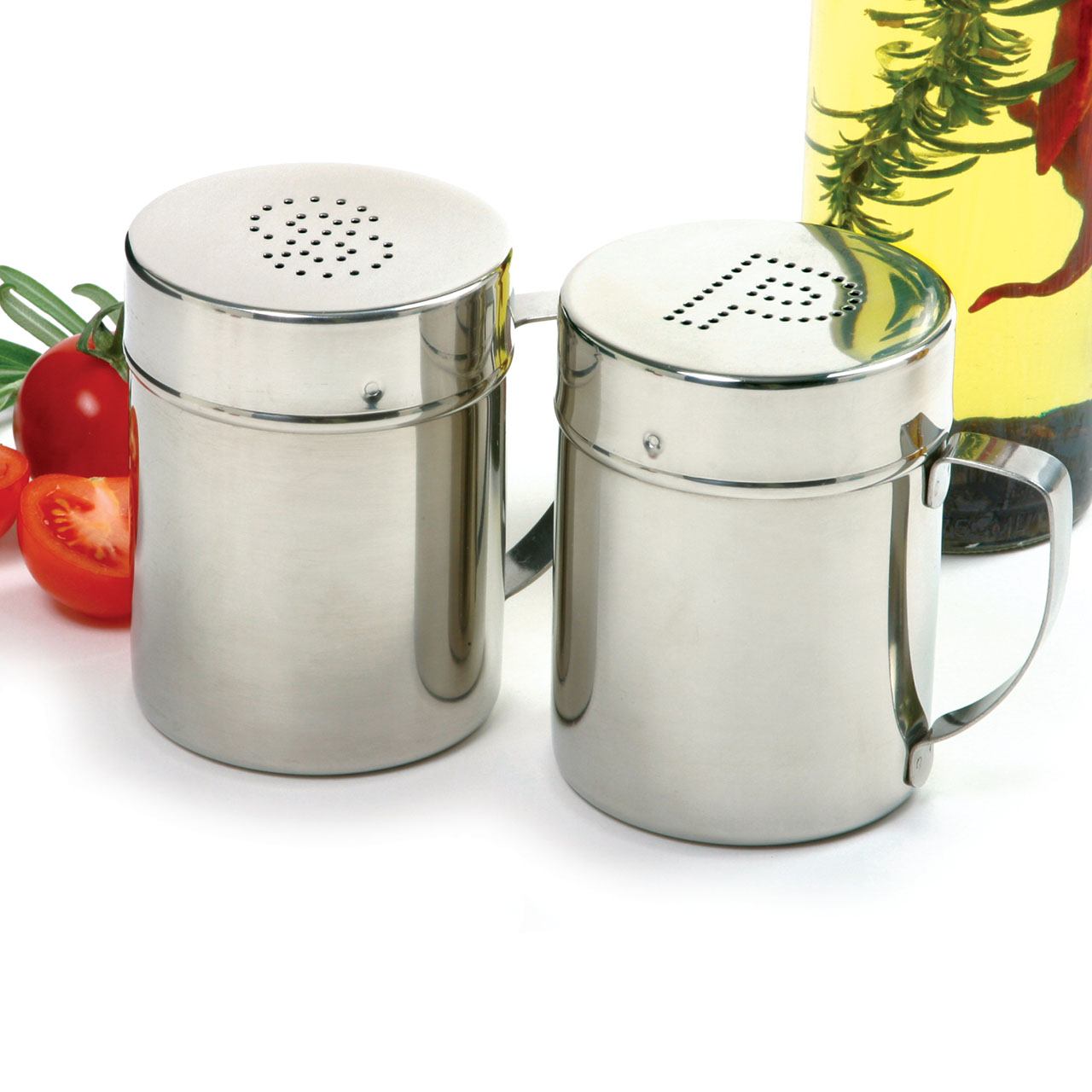 S/S Salt/Pepper Shaker Set With Handles – Ventures Intl